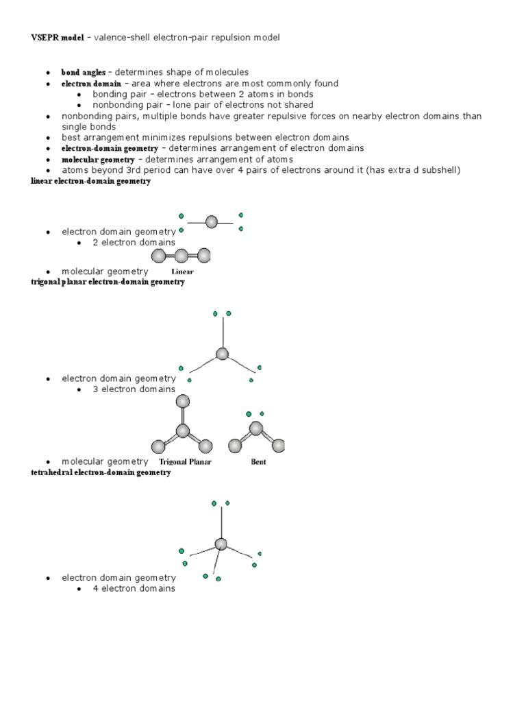 VSEPR Model-Chemistry Notes | PDF