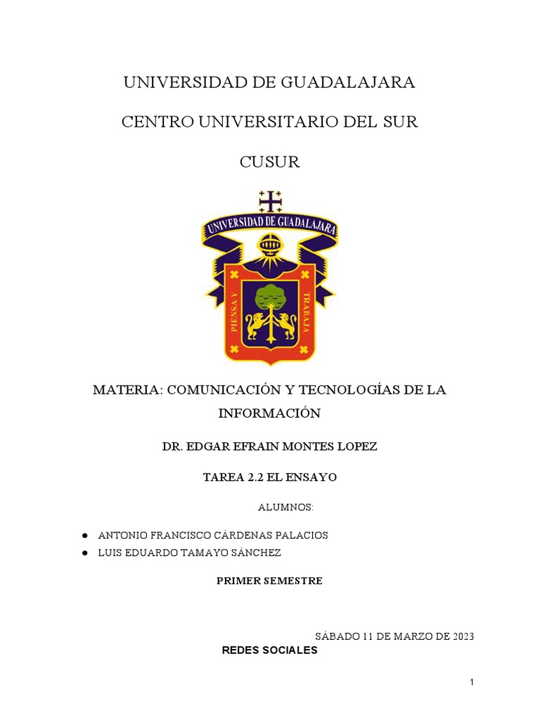 Universidad de Guadalajara Centro Universitario Del Sur Cusur | PDF ...