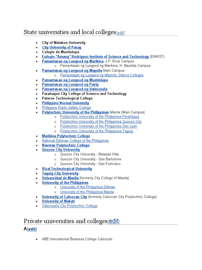 State Universities and Local Colleges | PDF