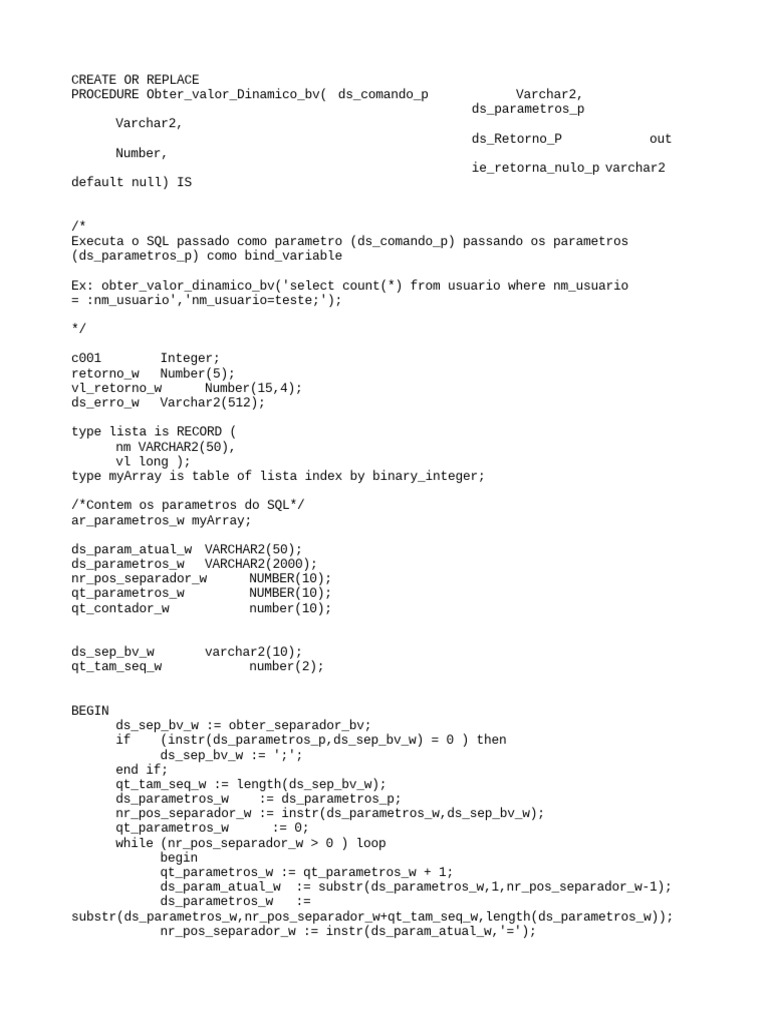 Obter Valor Dinamico BV | PDF | SQL | Bases de datos