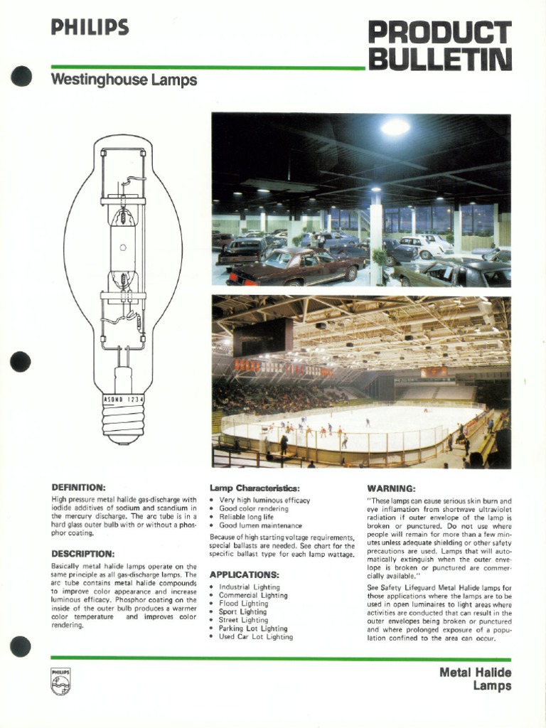 Philips Metal Halide Lamps Bulletin 8-84 | PDF