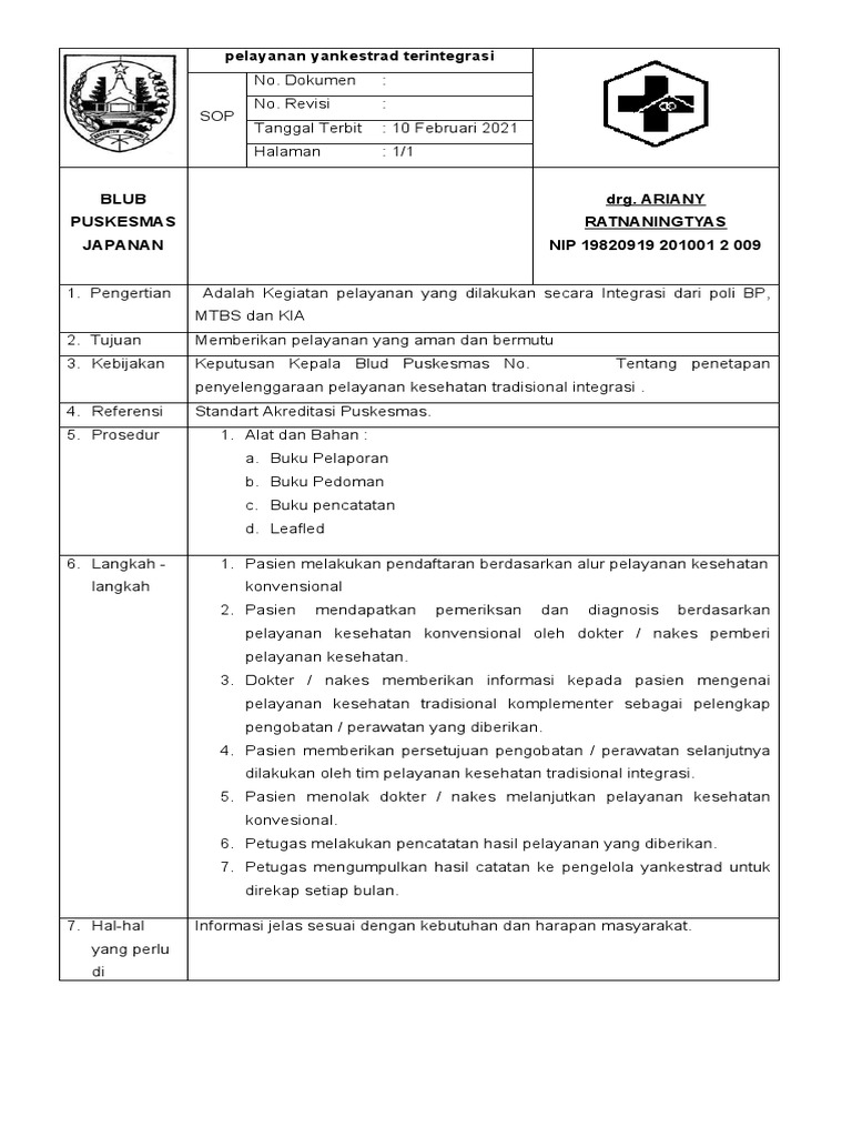 Sop Yankestrad Integrasi | PDF