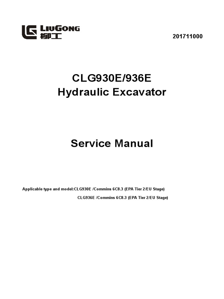 CLG930E/936E Hydraulic Excavator | PDF | Crane (Machine) | Pipe (Fluid ...