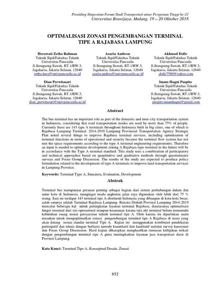 Optimalisasi Zonasi Pengembangan Terminal Tipe A Rajabasa Lampung | PDF ...