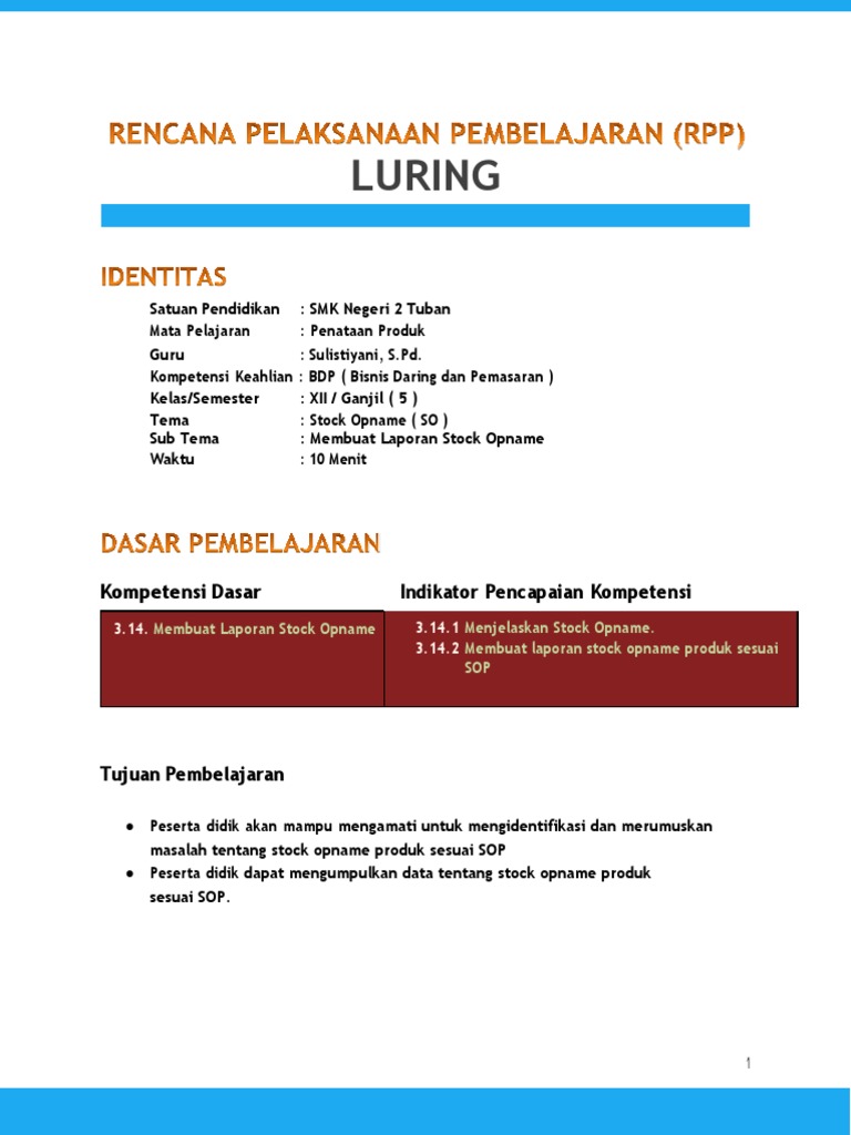 Membuat Laporan Stock Opname Kelas Xii BDP | PDF