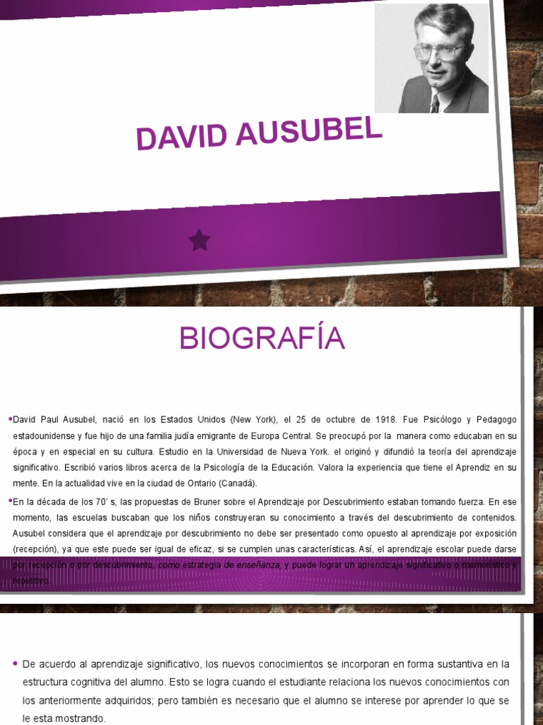 David Ausubel Exposicion | PDF | Aprendizaje | Sicología
