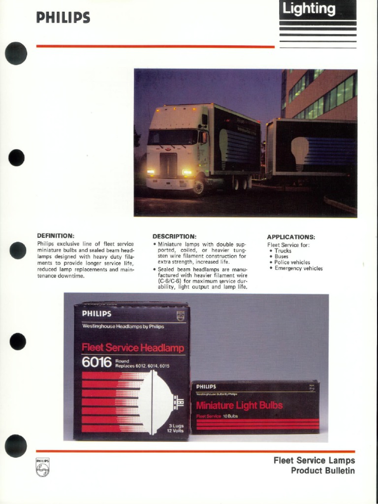 Philips Miniature Fleet Service Lamps Bulletin 12-86 | PDF