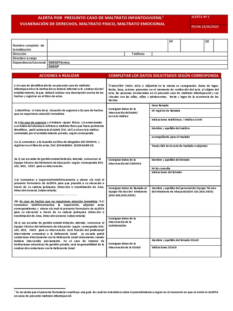 Formulario Maltrato y Abuso Infantojuvenil | PDF | Abuso infantil