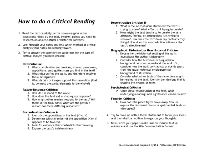 Guide Critical Reading | PDF
