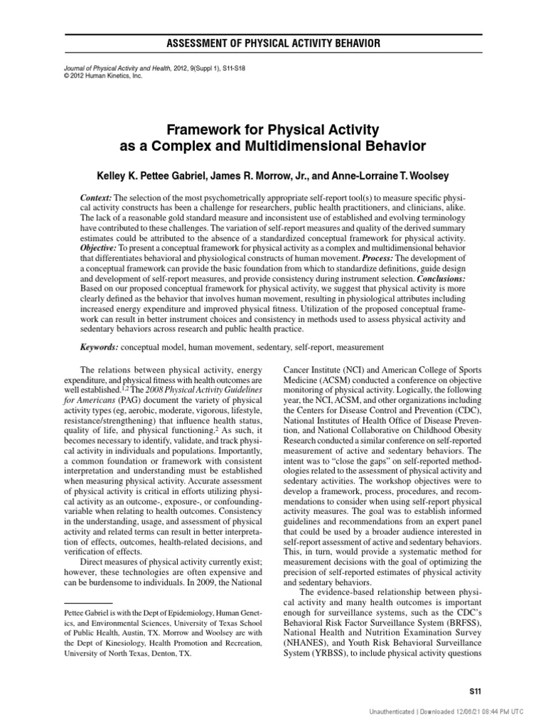 (15435474 - Journal of Physical Activity and Health) Framework For Physical Activity As A ...