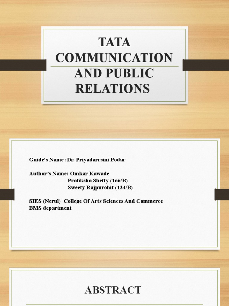 Tata Communication and Public Relations | PDF