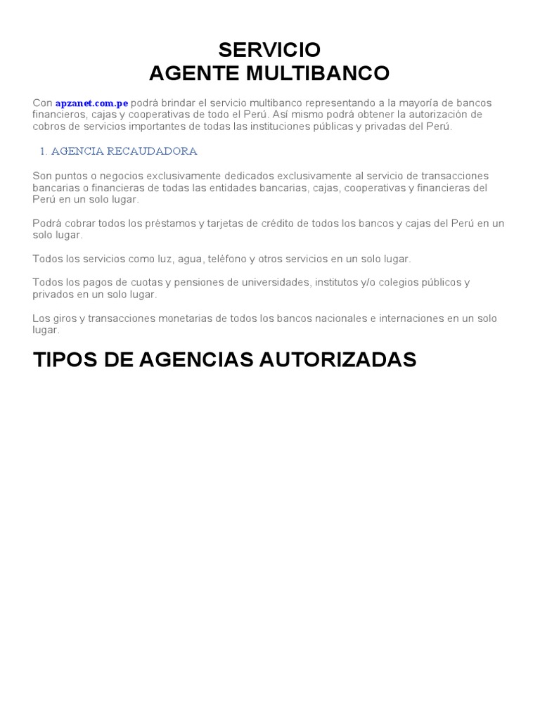 Servicio Multibanco | PDF