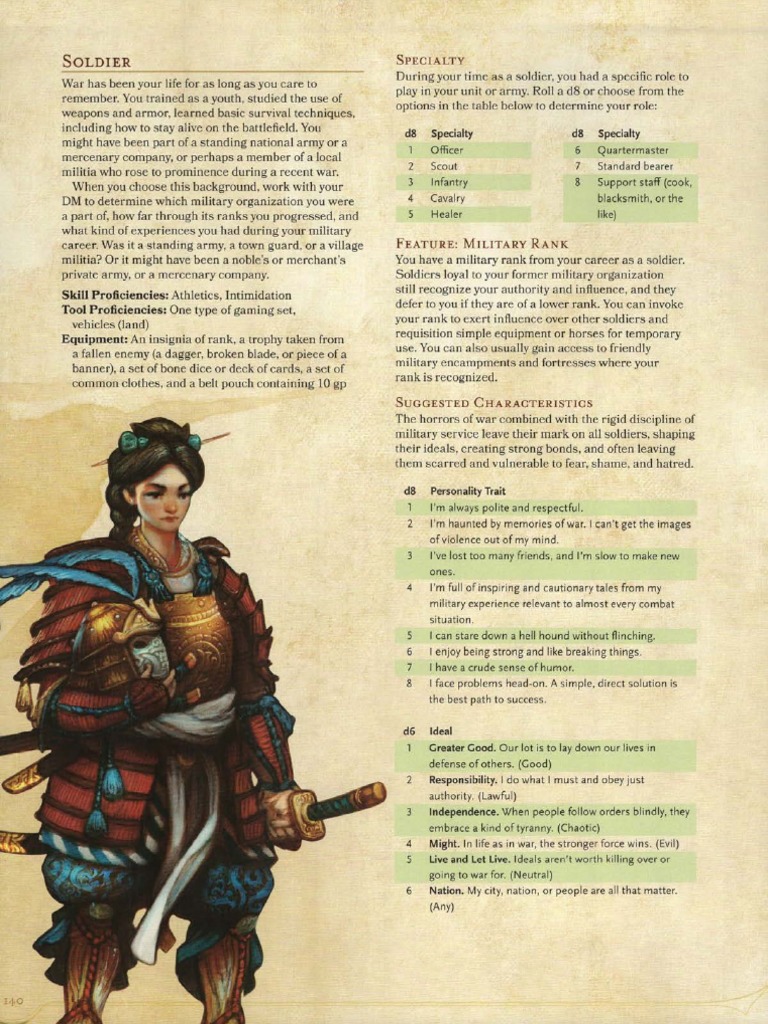 D&D 5E Soldier Background Guide | PDF | Army | Military
