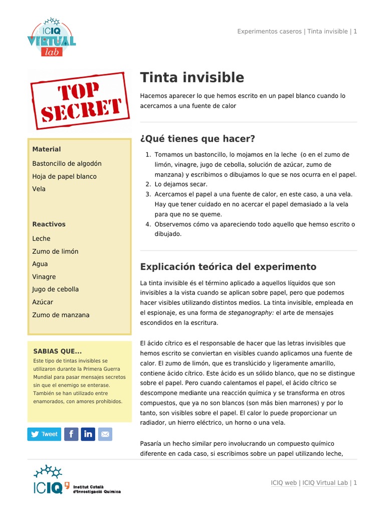 Tinta Invisible | PDF | Limonada | Papel