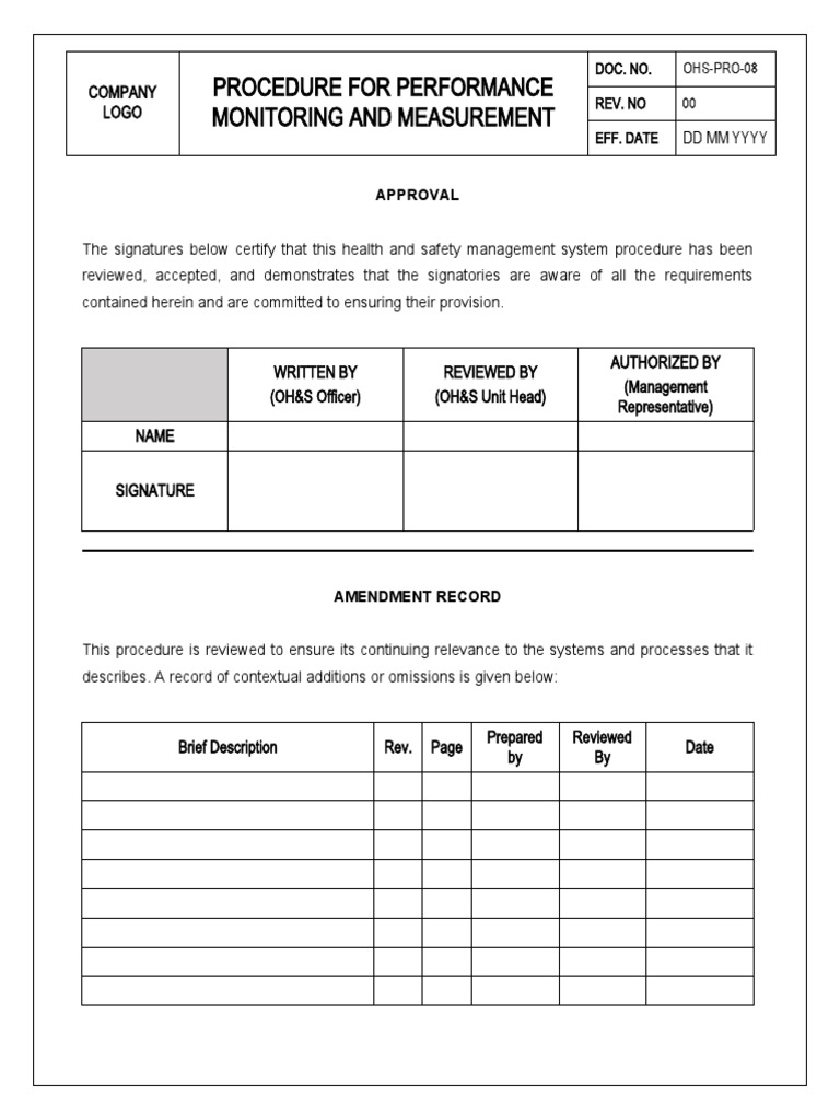 Procedure For Performance Monitoring and Measurement | PDF ...