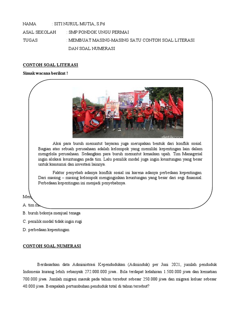 Soal Literasi dan Numerasi SMP | PDF