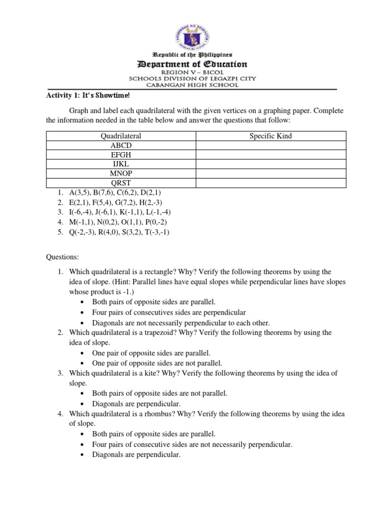 Activity 3 | PDF | Rectangle | Perpendicular
