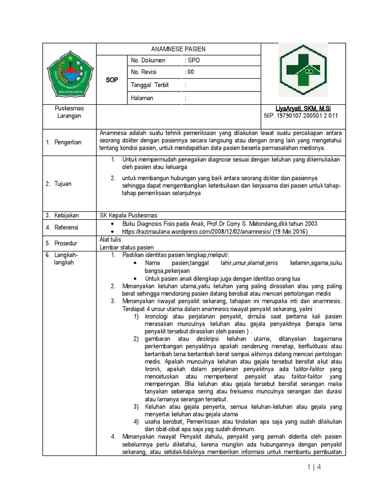Sopt Ugd Anamnese Pasien | PDF