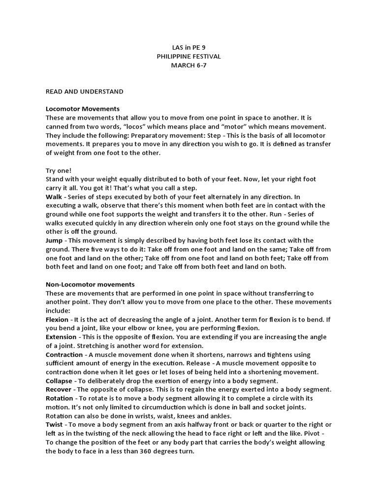 LAS-in-PE-9-MARCH-6-7 Quagh | PDF | Anatomical Terms Of Motion ...