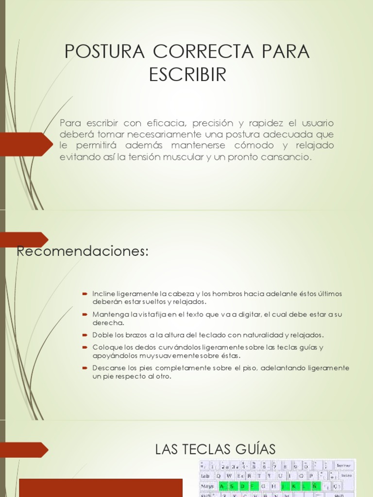 Postura Correcta para Escribir Clase 2 | PDF