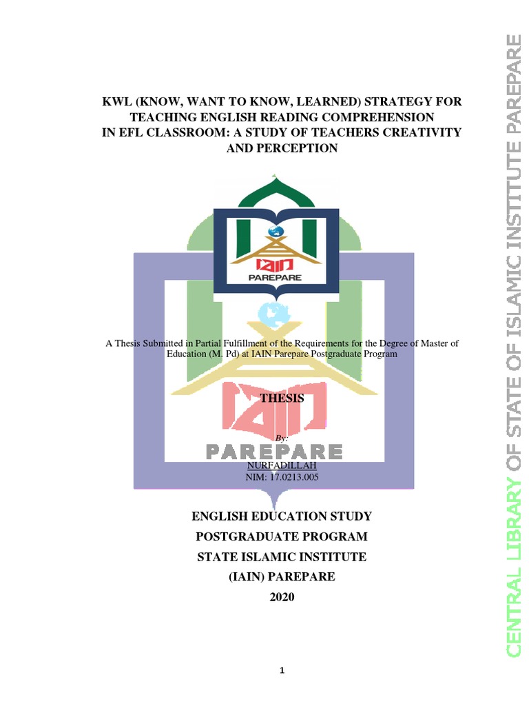 KWL (Know, Want To Know, Learned) Strategy For Teaching English Reading Comprehension in Efl ...