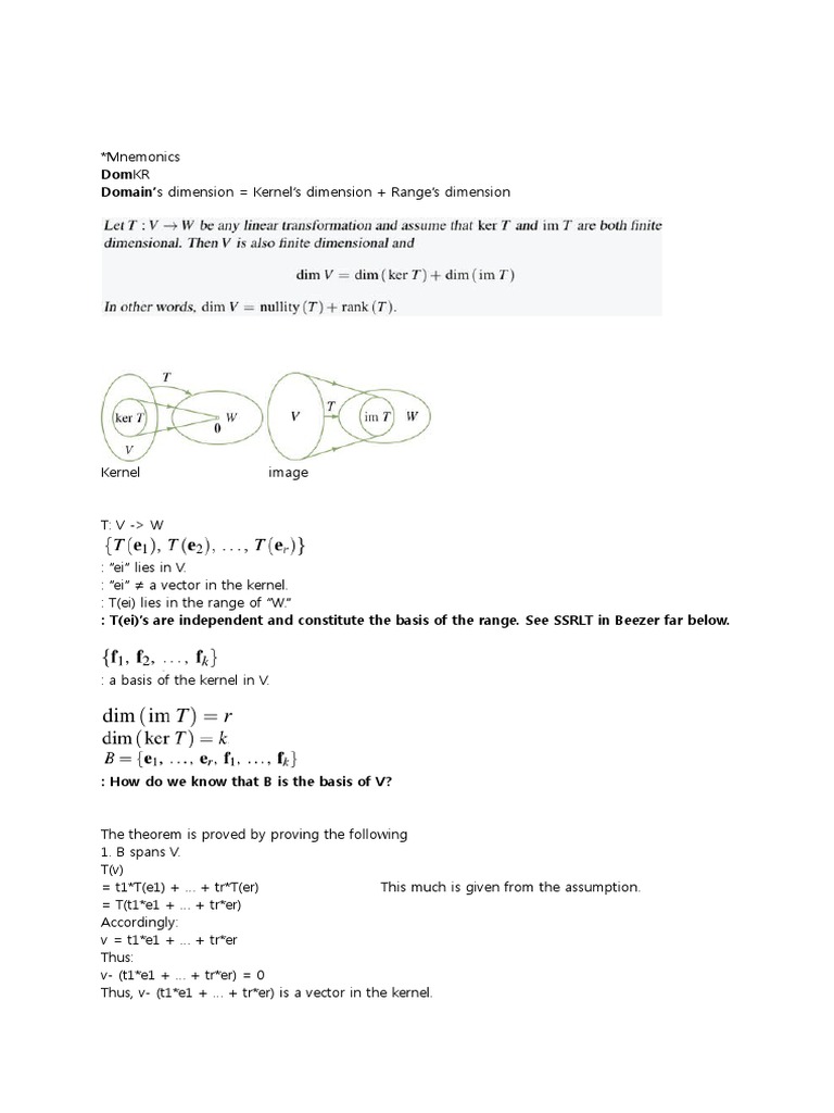 Dimension Theorem in Linear Algebra | PDF | Teaching Methods & Materials