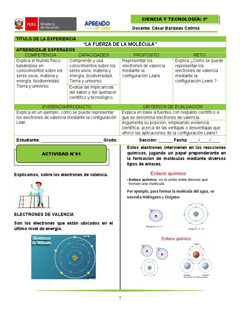 Electrones de Valencia y Lewis | PDF | Valencia (Química) | Moléculas