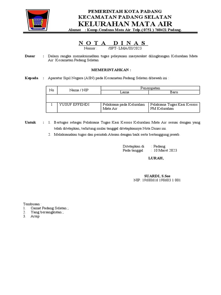 Nota Dinas Staf 2022 | PDF