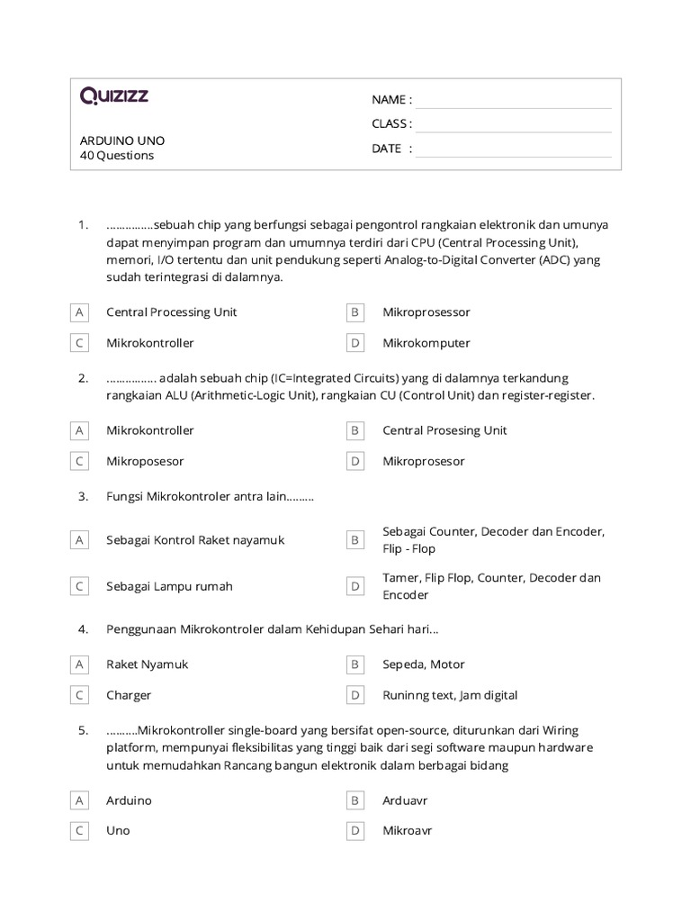 40 Questions: Name: Class: Date | PDF
