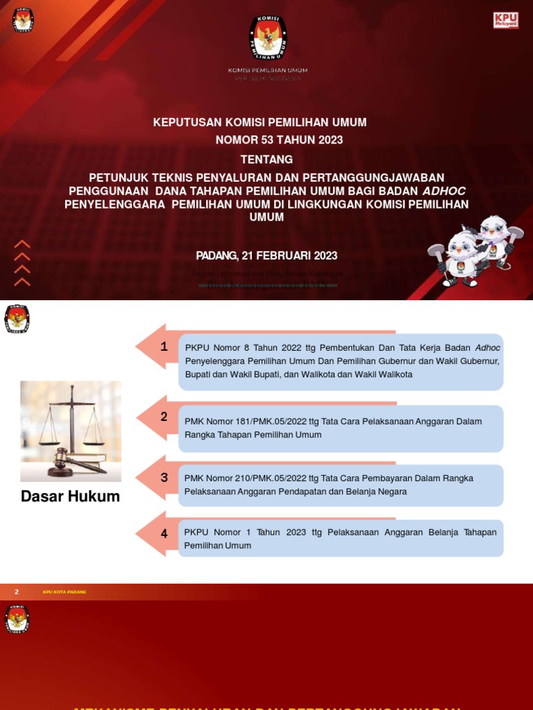 Paparan Juknis Badan Adhoc KPU Kota Padang | PDF