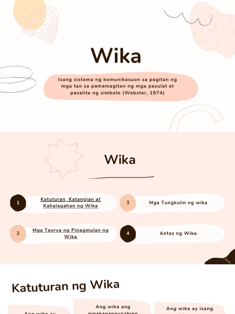 Katuturan, Katangian, Kahalagahan, at Teorya NG Pinagmulan NG WIka | PDF