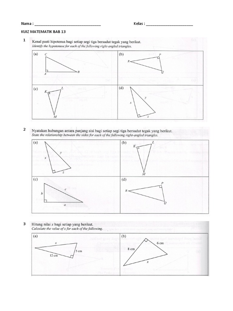 Kuiz Matematik TP Bab 13 Math F1 | PDF