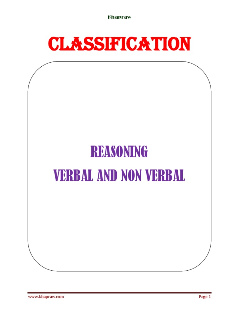 Classification: Reasoning Verbal and Non Verbal | PDF | Confectionery