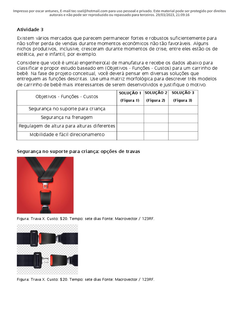 Atividade A3 - Desenvolvimento Integrado de Produtos | PDF