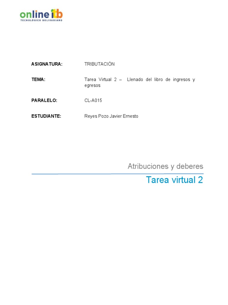 TAREA VIRTUAL 2 Tributacion Javier Reyes | PDF