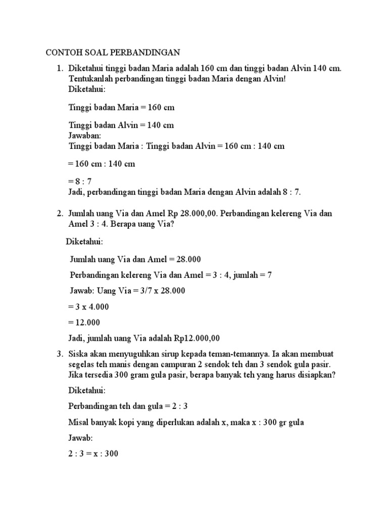 Contoh Soal Perbandingan | PDF