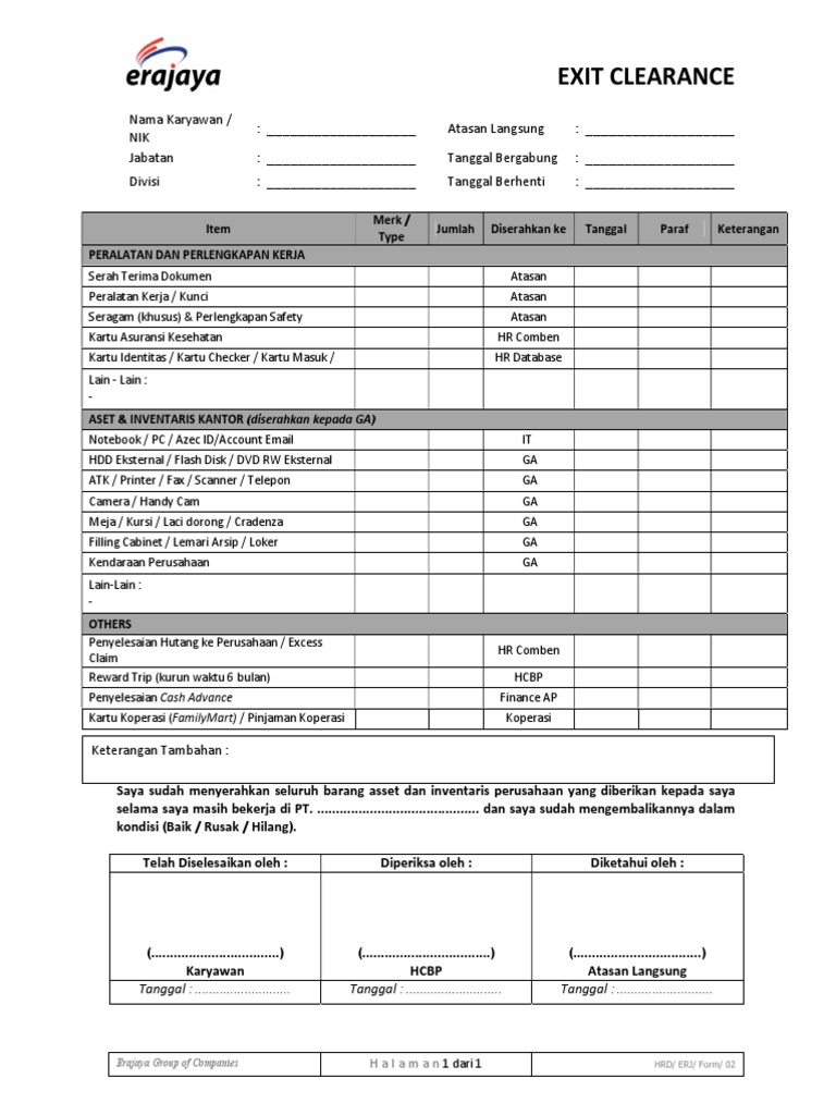Form Upload Exit Clearance ERJ 2020 | PDF