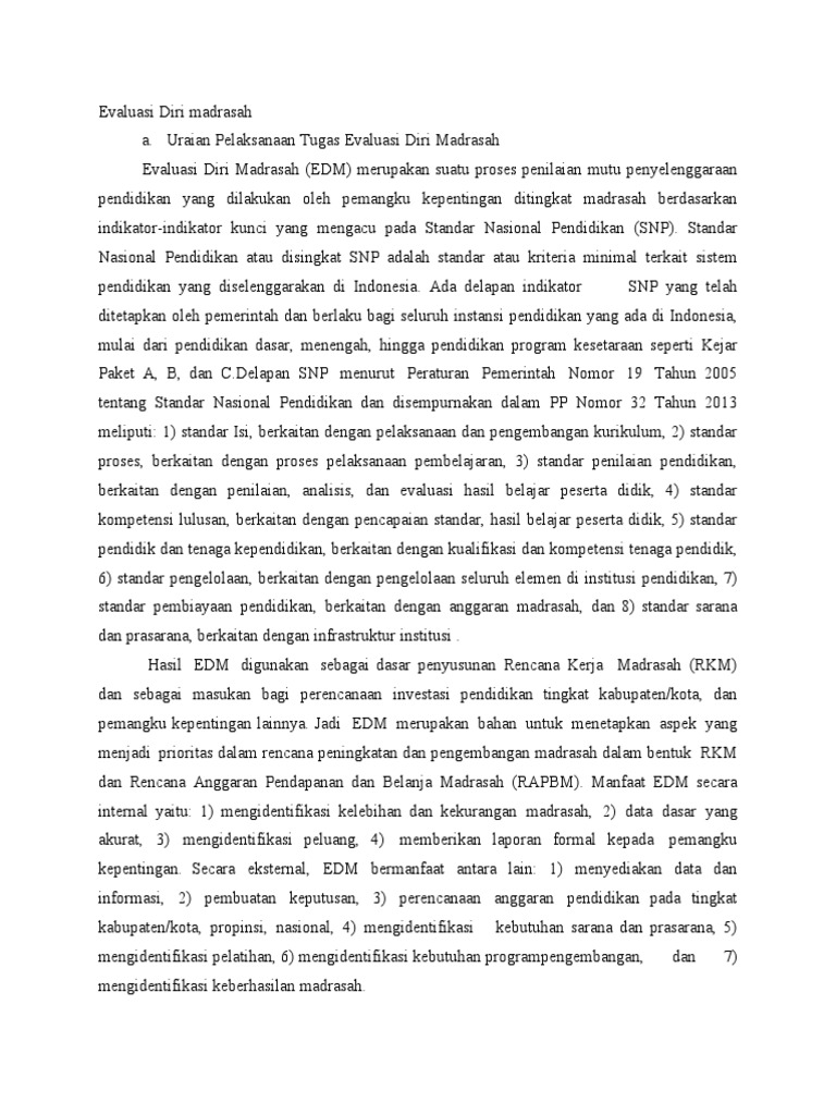 Laporan Evaluasi Diri Madrasah | PDF