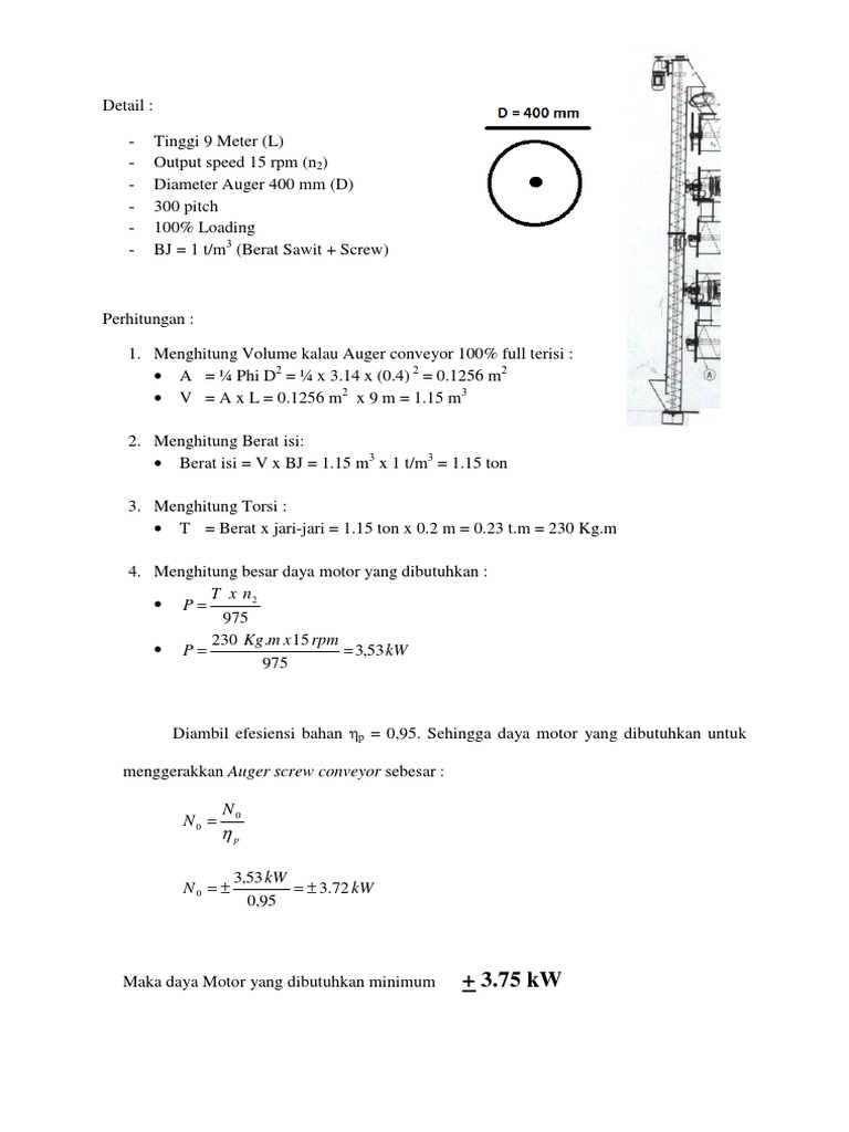 Calculation Auger Sterilizer Belt Conveyor Pdf