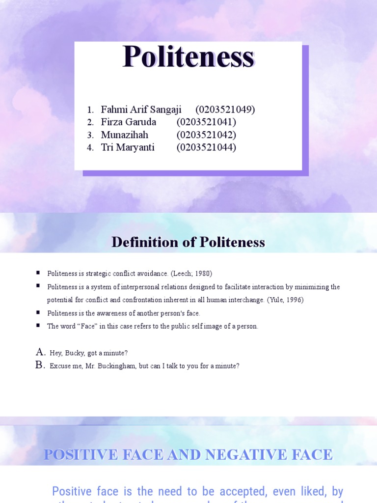 Group 4 - Politeness Revised | PDF | Cognitive Science | Linguistics