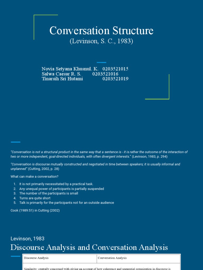 Group 5 Conversational Structure Novia Salwa Tinarsih Pdf Human Communication