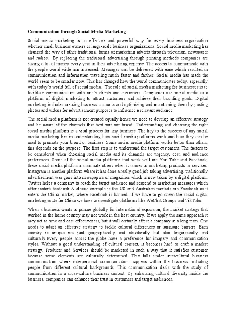 Communication Through Social Media Marketing | PDF | Business