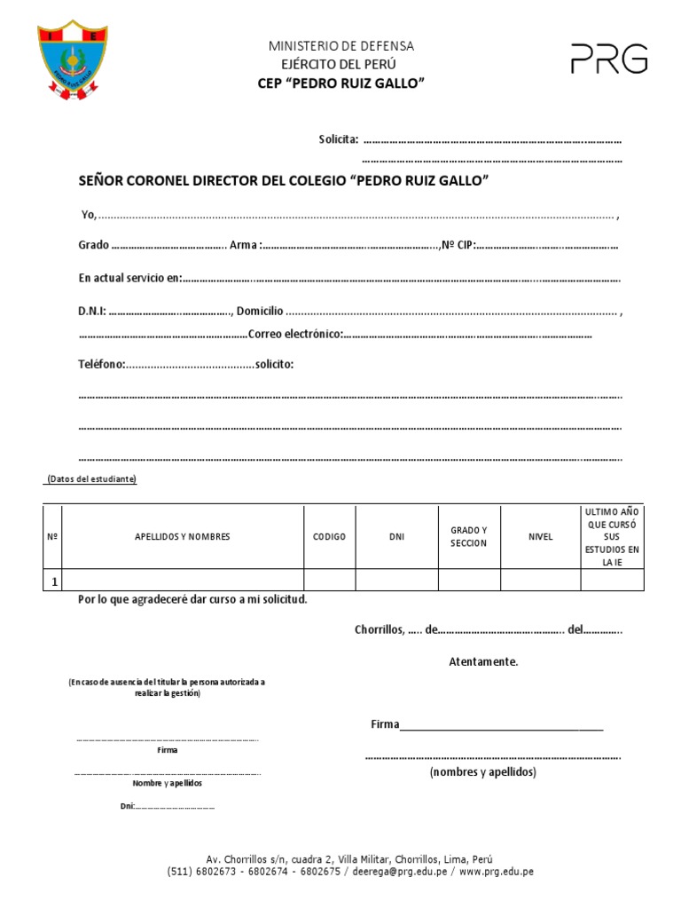 Formato Solicitud Actual Ie PRG | PDF