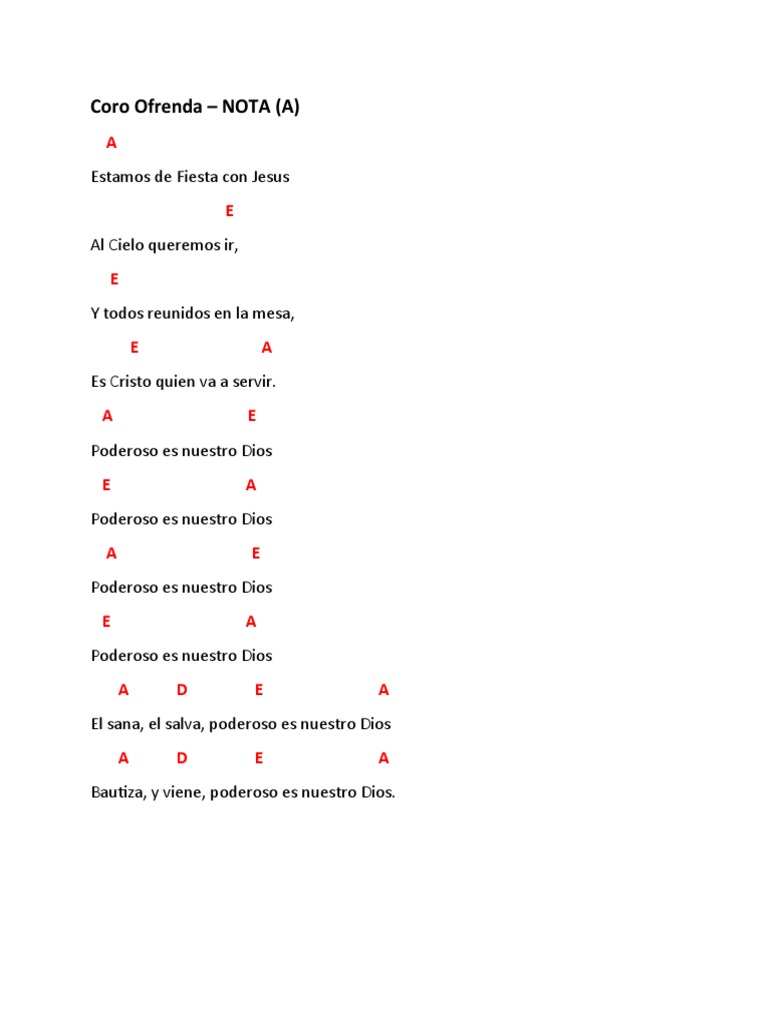 Coro Ofrenda - NOTA (A) | PDF