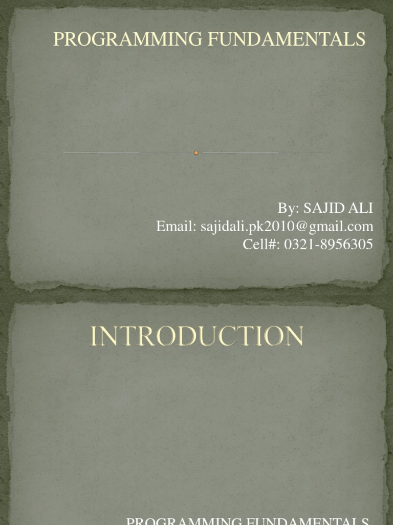 PF Lec1 Introduction | PDF | Computer Program | Programming