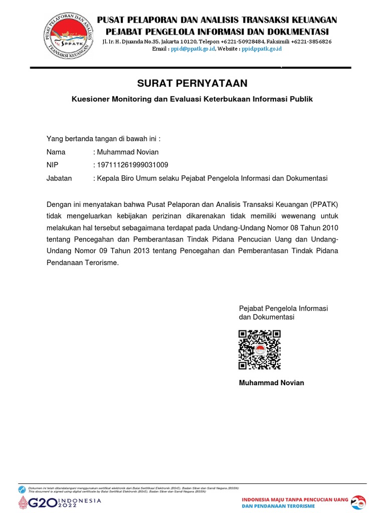 Surat PPATK | PDF