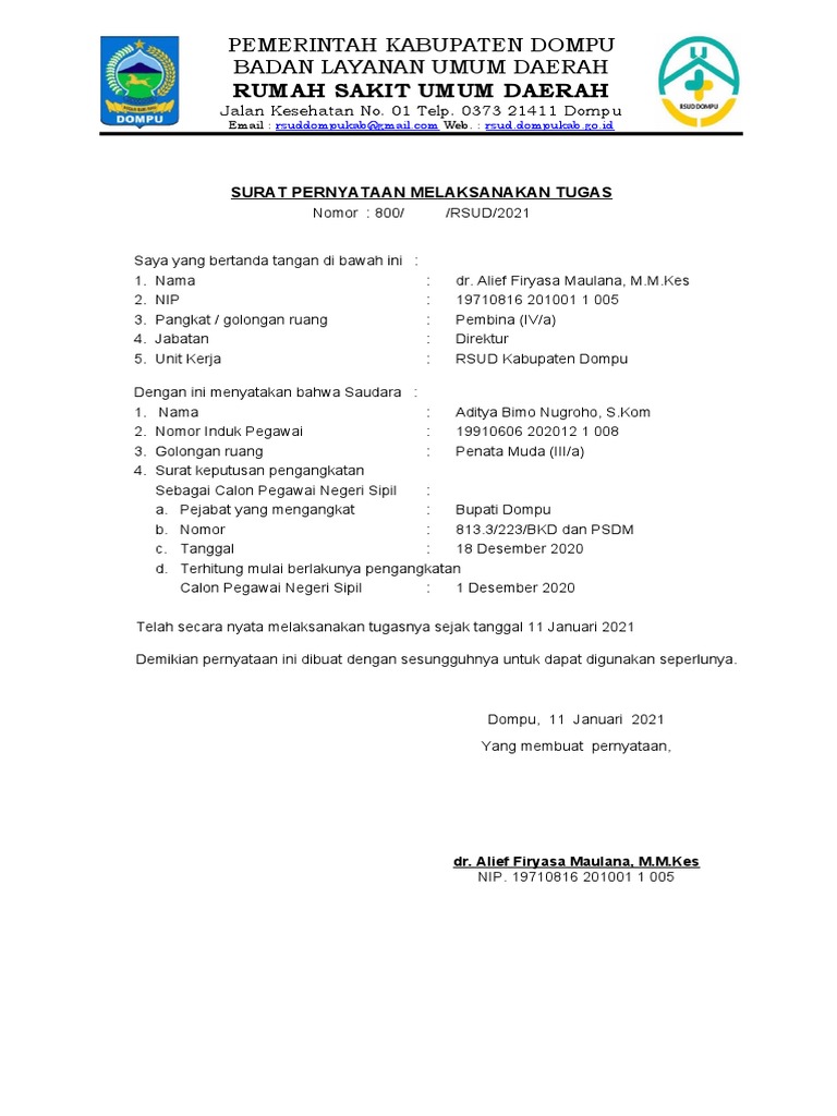 Contoh SPMT CPNS Fromasi Tahun 2019 | PDF