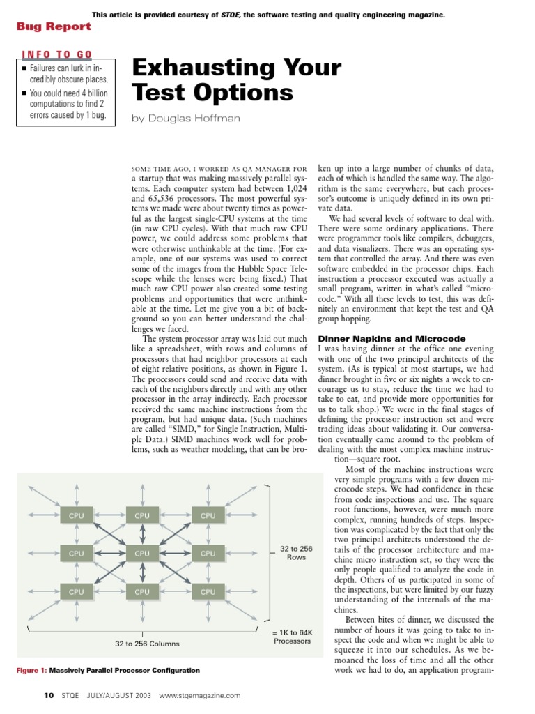 Exhausting Your Test Options: by Douglas Hoffman | Download Free PDF ...