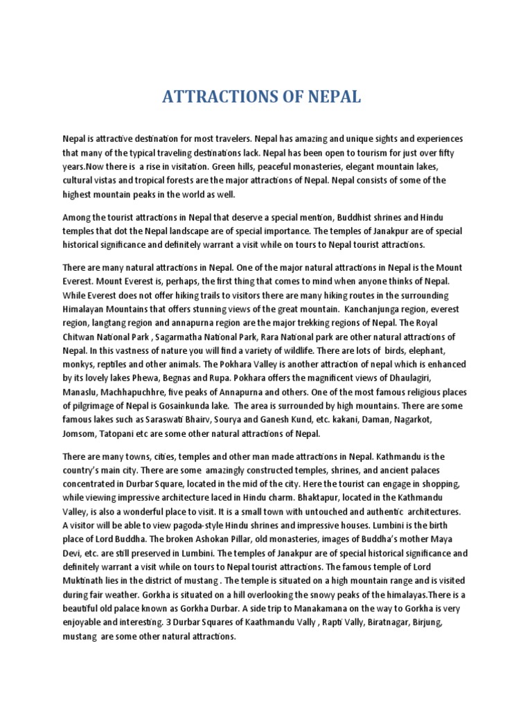 Attraction of Nepal | PDF | Nepal | Kathmandu