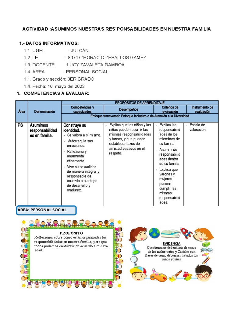 Actividad Del 16 de Mayo Personal Social - Lucy | PDF | Relaciones personales, crianza y ...